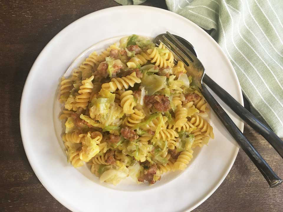 Pasta with Sausage and Cabbage - Bonkerz4Food